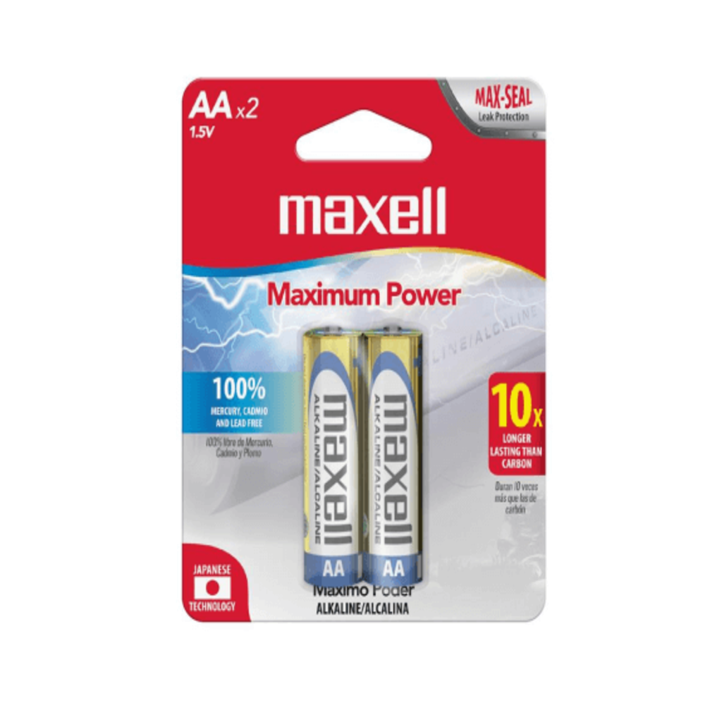 Bateria Pila Alcalina Maxell Pack de 2 Pilas AA 723407