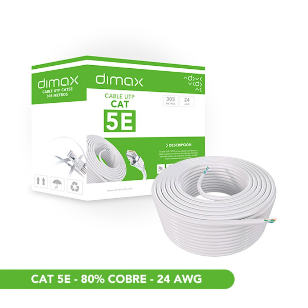 Cable Ethernet UTP Dimax Categoria 5E 24AWG 80% Cobre Longitud 305 ...